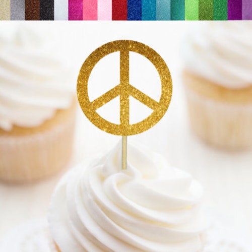 Peace Cupcake Toppers Peace Sign Food Picks Groovy Party - Etsy