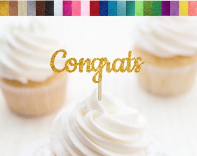 Congrats Cupcake Toppers, Congratulations Food Picks, Graduation Party ...