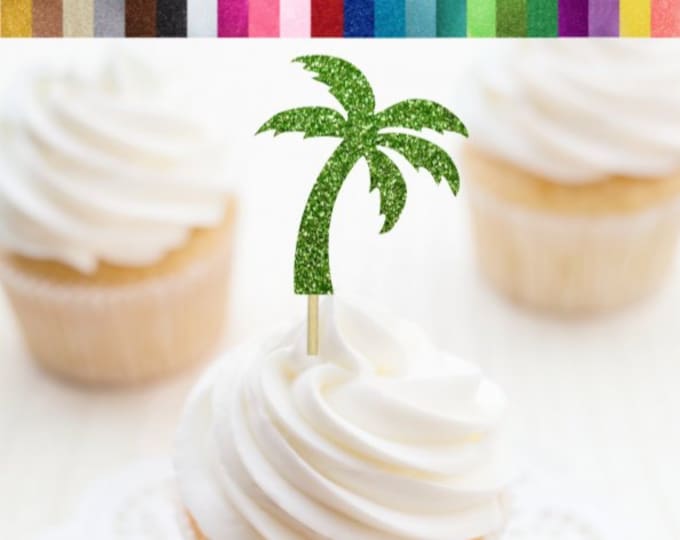Palm Tree Cupcake Toppers, Palm Tree Party Decorations, Tropical ...
