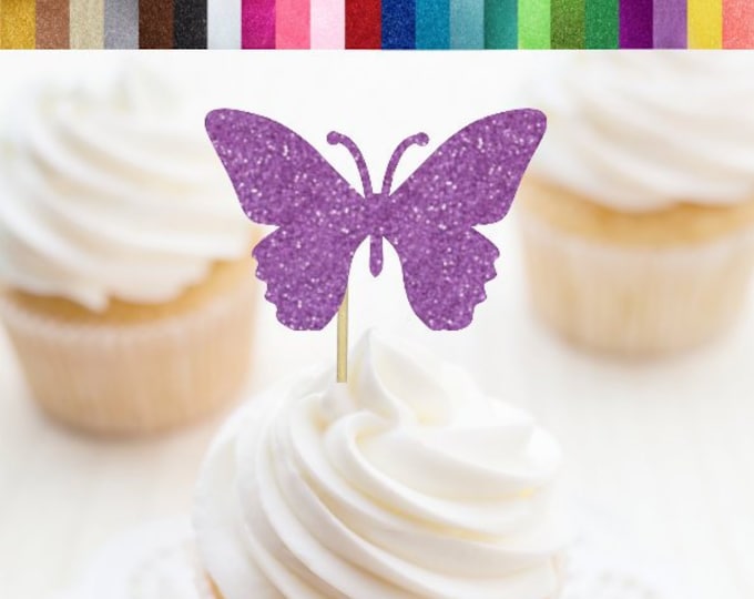 Flower Cupcake Toppers Glitter Flower Food Picks Garden | Etsy