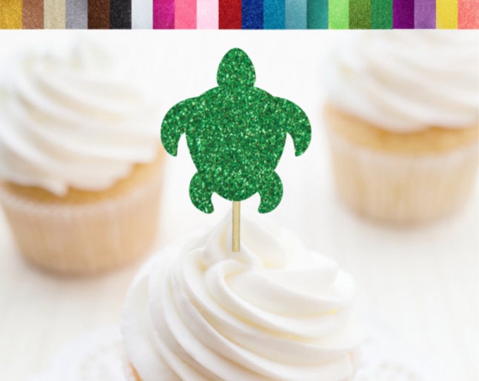 10 Pcs Turtle Cupcake Toppers - Charming Sea Turtle Cake Decorations ...