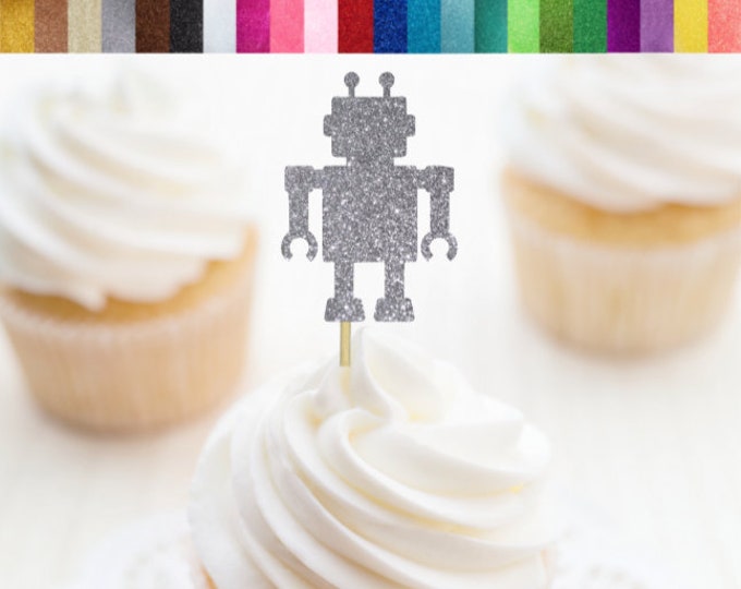 Robots Cupcake Toppers, Robot Birthday Party Toppers, Robots Party ...