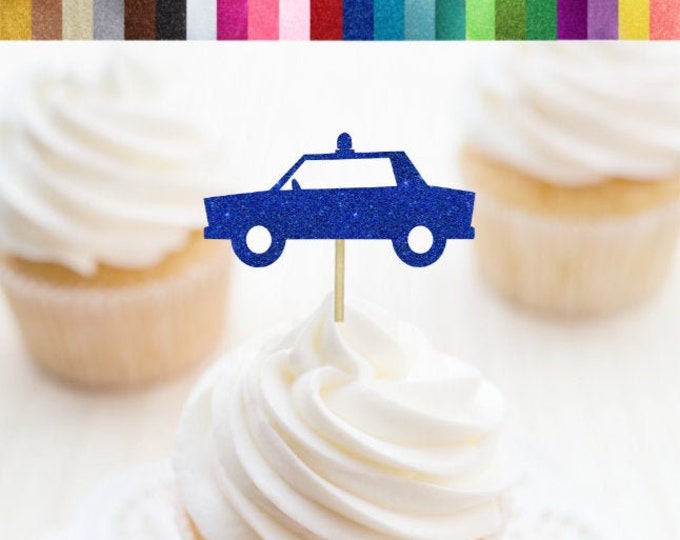 Police Car Cupcake Toppers, Police Party Decorations, Police Retirement ...