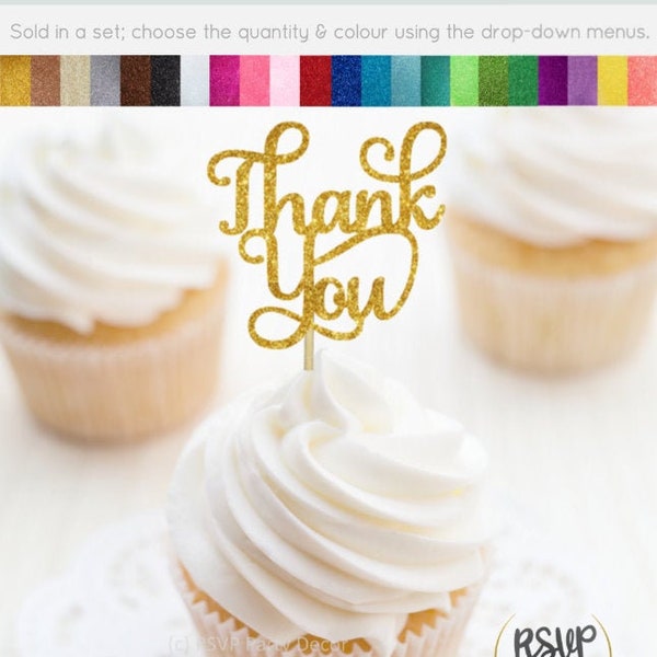 Thank You Cupcake Toppers - Etsy