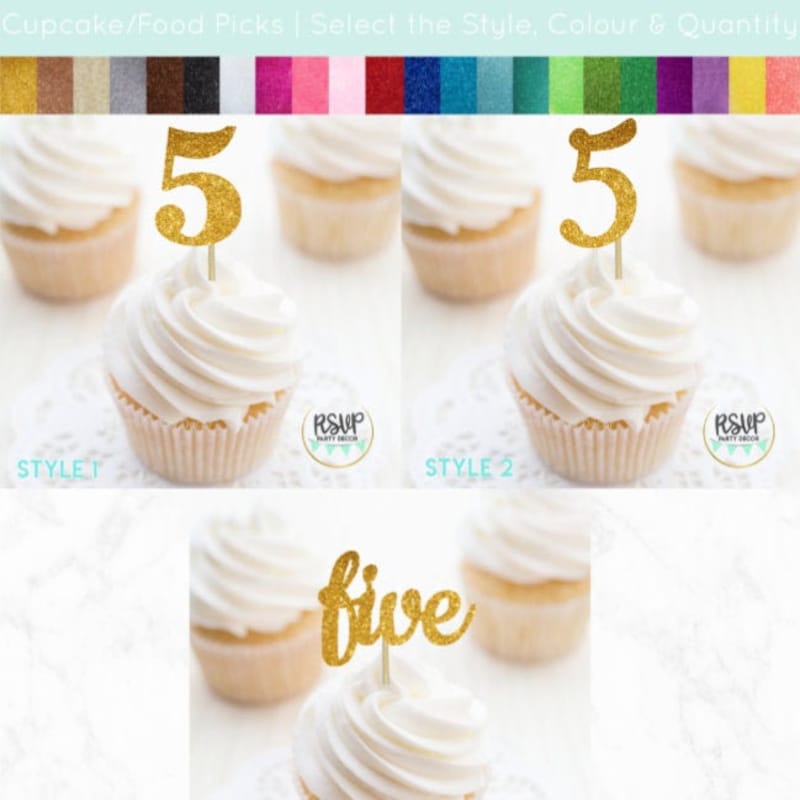 Number 5 Cupcake Topper - Etsy