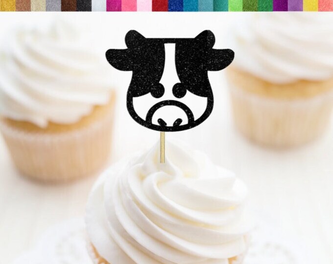 Cow Face Cupcake Toppers, Cow Party Decor, Farm Party Decorations, Holy ...