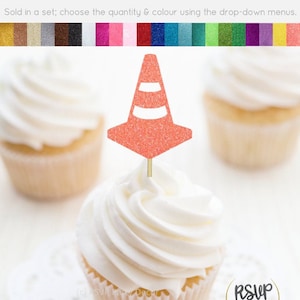Traffic Cone Cupcake Toppers, Construction Cupcake Toppers ...