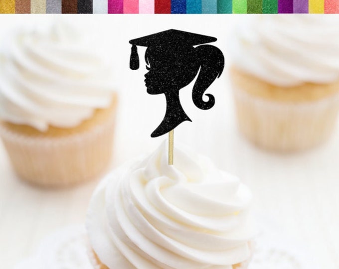 Graduation Girl 2 Cupcake Topper, Grad Die Cuts Food Picks, Unique ...
