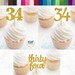 Number 34 Cupcake Toppers, Thirty Four Food Picks, 34th Birthday ...