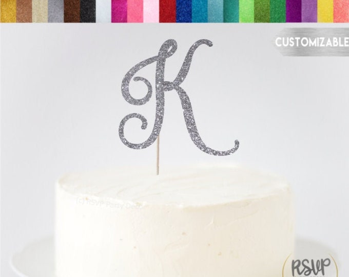 Custom Initial Cake Topper, Letter Cake Topper, Monogram Cake Topper ...