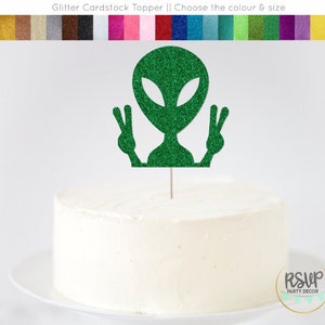 Alien Cake Topper, Peace Hand Alien Cake Topper, Alien Birthday Party ...