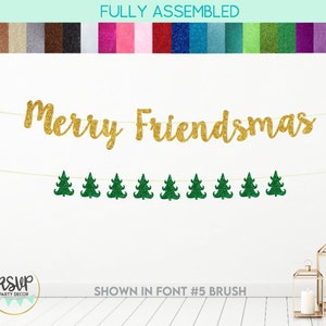 Merry Friendsmas Banner, Christmas Party Decorations, Holiday Birthday ...