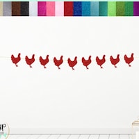 Chicken Garland - Illustrated Paper Garland - Pet Hens and a Rooster ...