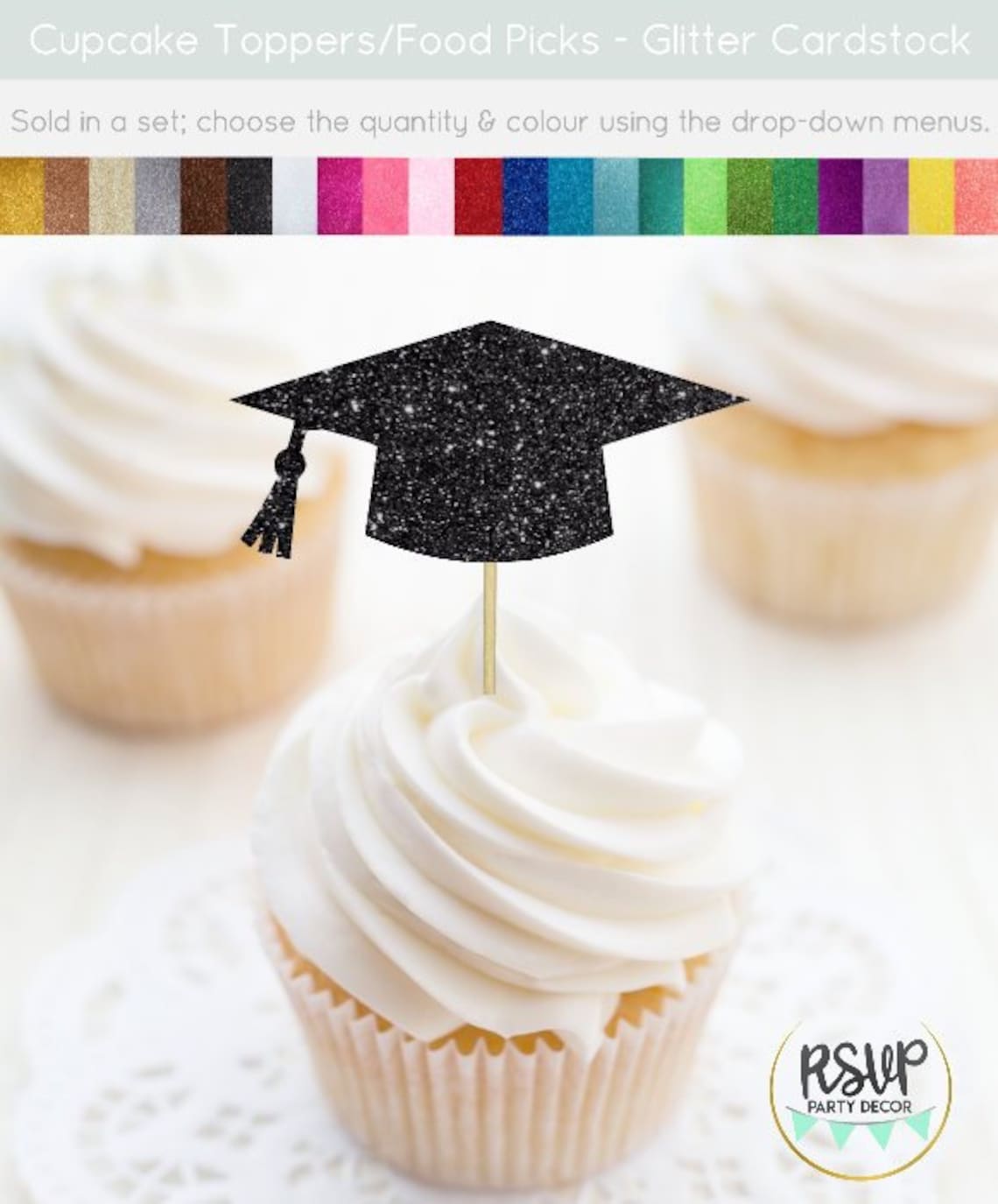 Graduation Cap Cupcake Toppers Graduation Party Decorations - Etsy