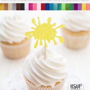 Slime Cupcake Toppers, Paint Splat Food Picks, Slime Themed Party, Lava ...