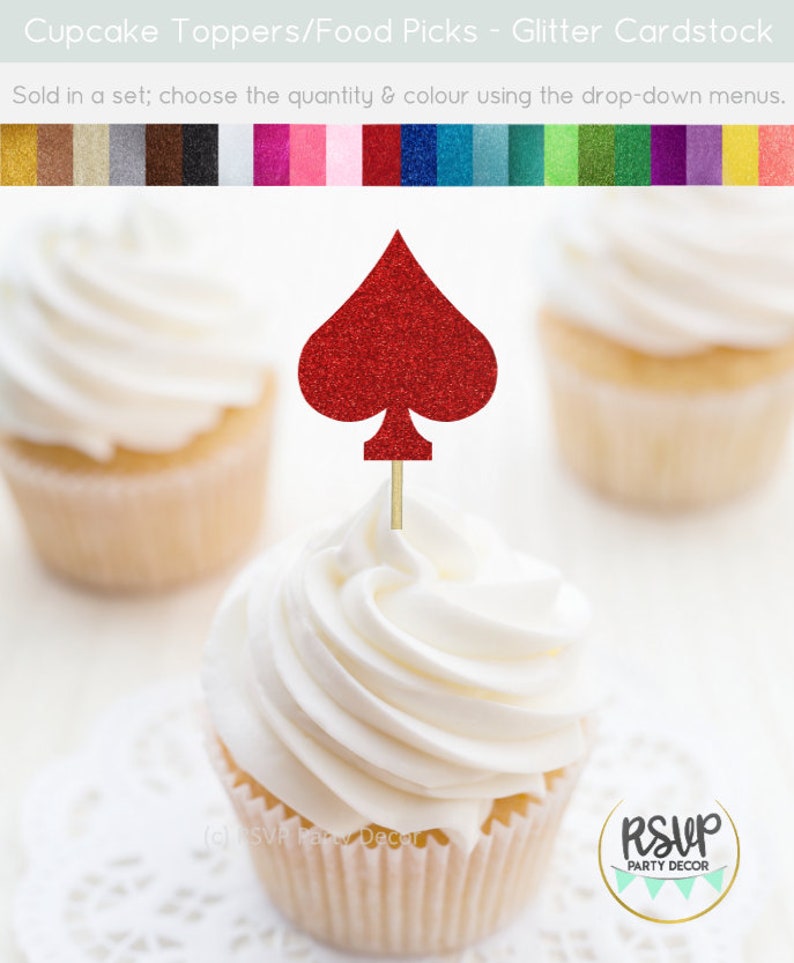 Spade Cupcake Toppers, Casino Food Picks, Casino Birthday Party ...