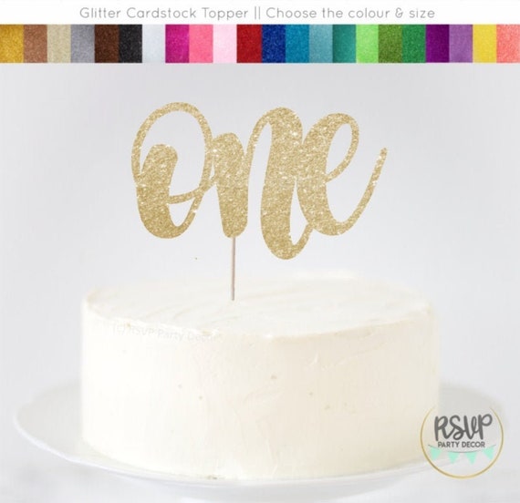 One Cake Topper, First Birthday Cake Topper, Glitter First Birthday ...