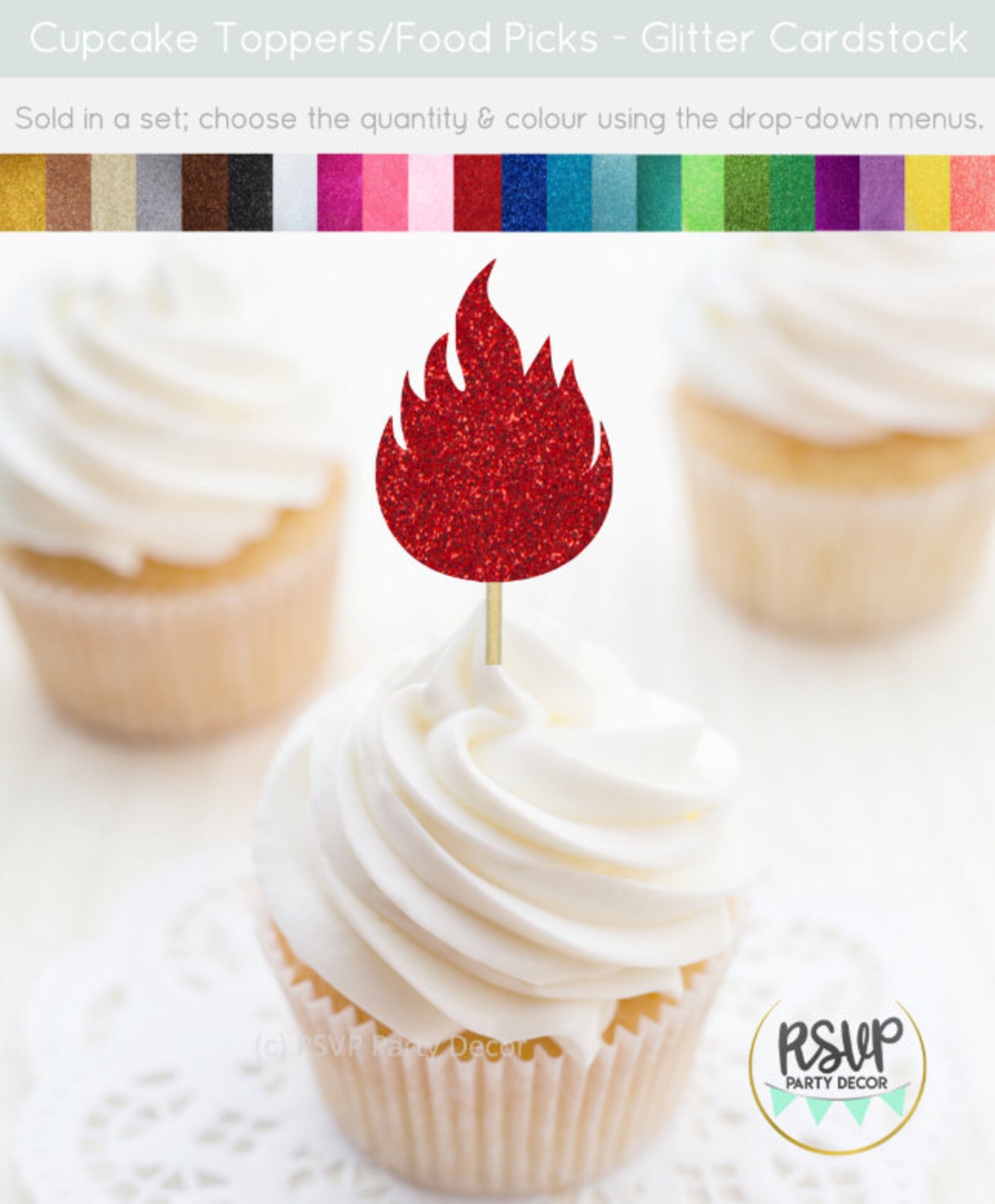 Fire Flame Cupcake Toppers Firefighter Graduation Party | Etsy