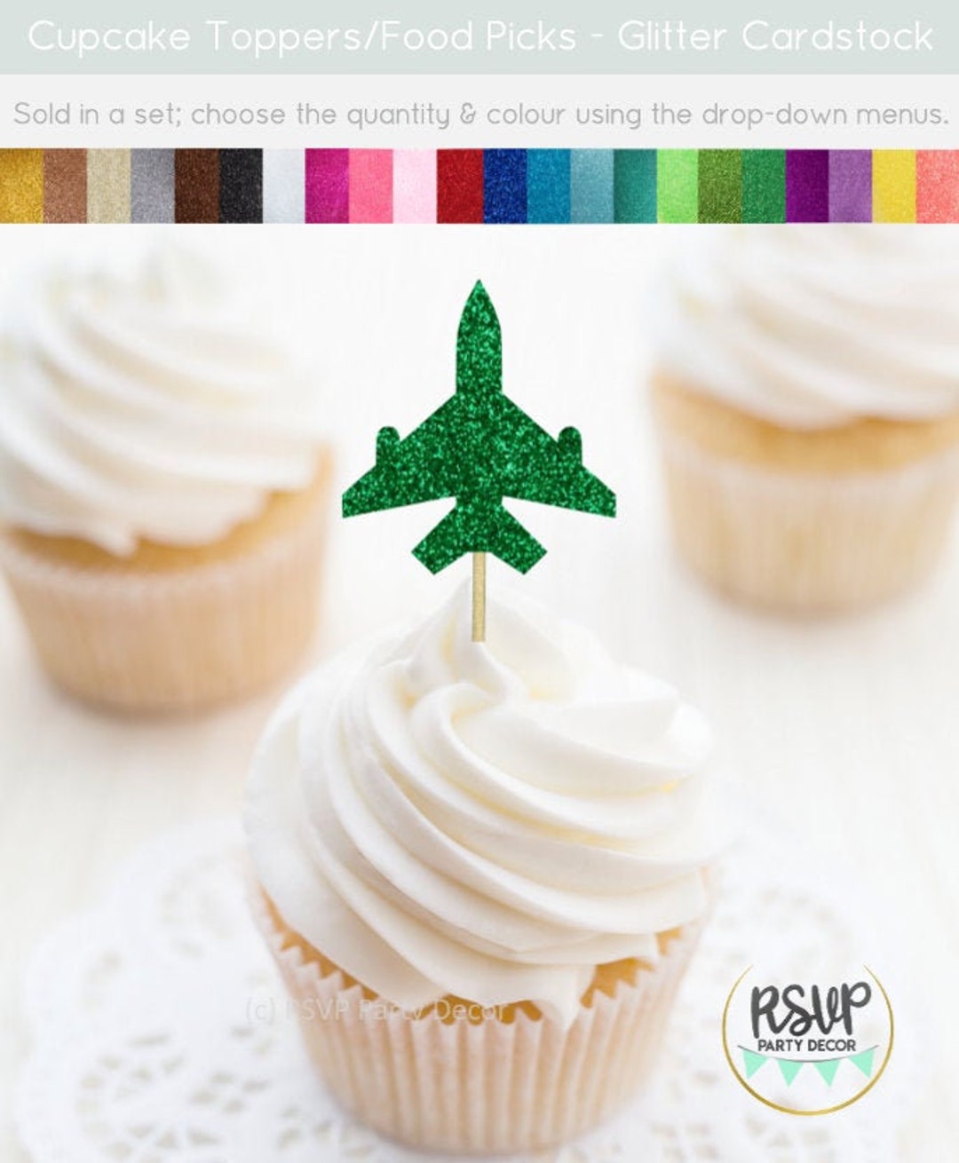 Fighter Jet Airplane Cupcake Toppers, Military Party Decorations ...