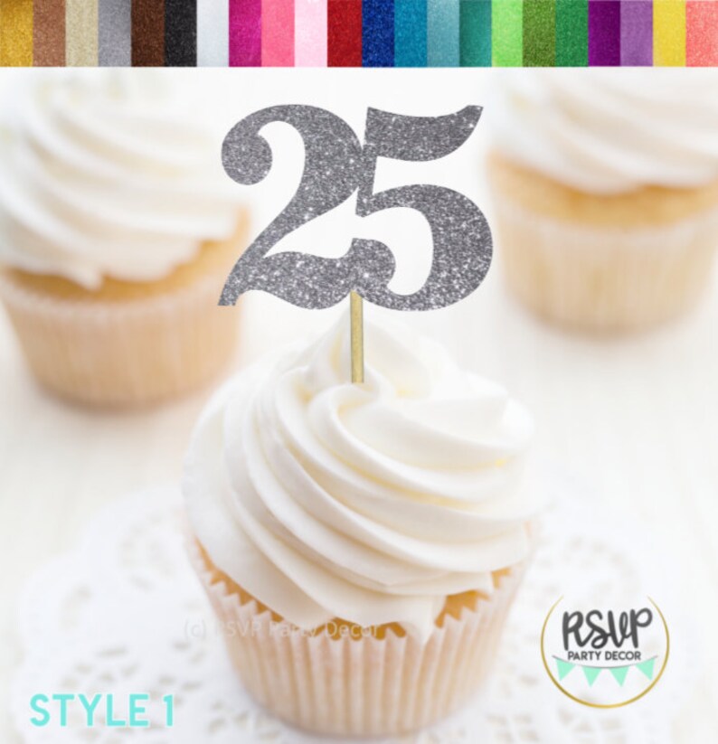 Number 25 Cupcake Toppers Twenty Five Food Picks 25th - Etsy Denmark