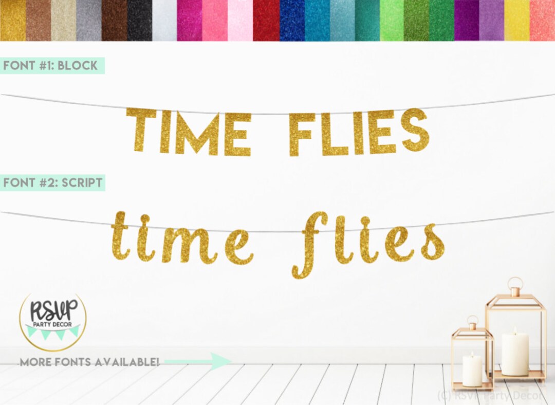 Time Flies Banner, Time Flies Party Decorations, Time Flies Decor, Time ...