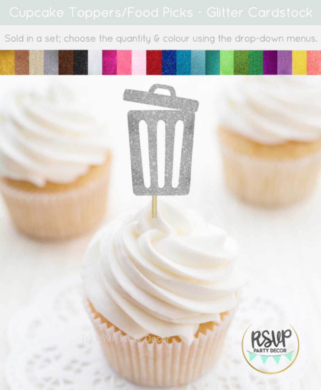 Garbage Bin Cupcake Toppers, Earth Day Food Picks, Earth Day Party ...