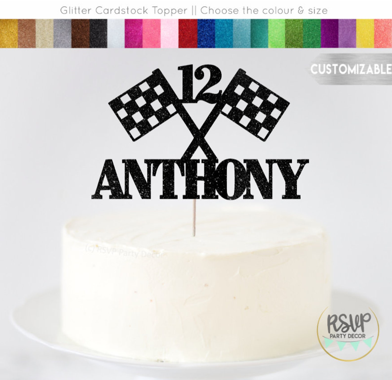 Custom Racing Flags Cake Topper Car Party Decor Two Fast | Etsy