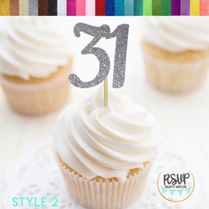 Number 31 Cupcake Toppers, Thirty One Food Picks, 31st Birthday ...