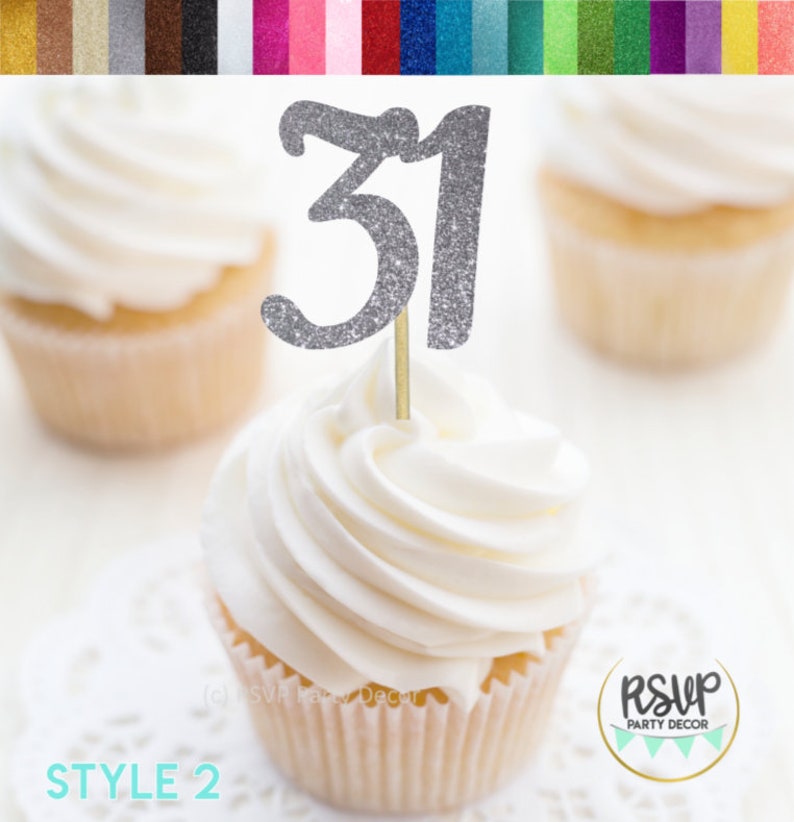 Number 31 Cupcake Toppers Thirty One Food Picks 31st - Etsy