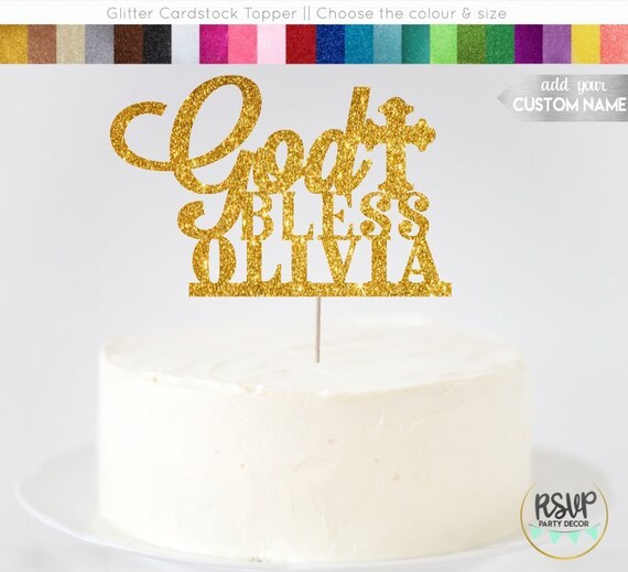 God Bless Cake Topper, Baptism Cake Topper, Communion Cake Topper ...