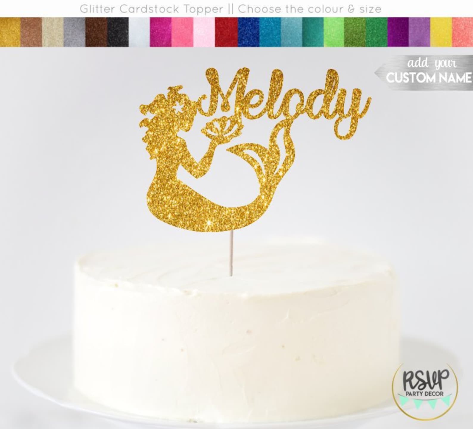 Mermaid Cake Topper, Glitter Mermaid Cake Topper, Mermaid Party Decor ...