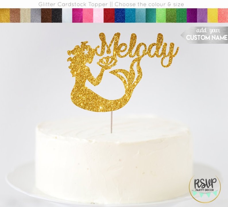 Mermaid Cake Topper, Glitter Mermaid Cake Topper, Mermaid Party Decor ...