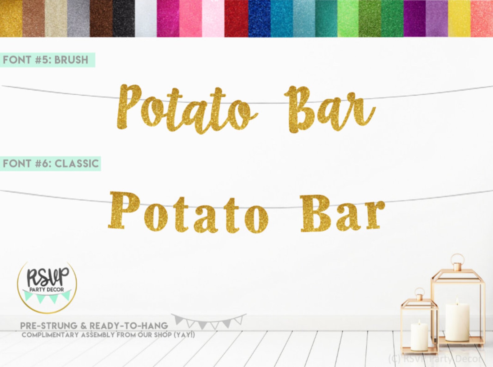 Potato Bar Banner, Glitter Potato Bar Sign, Baked Potato Station ...