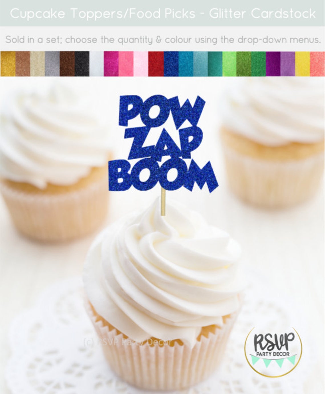 Pow Zap Boom Cupcake Toppers Comic Book Cupcake Toppers - Etsy