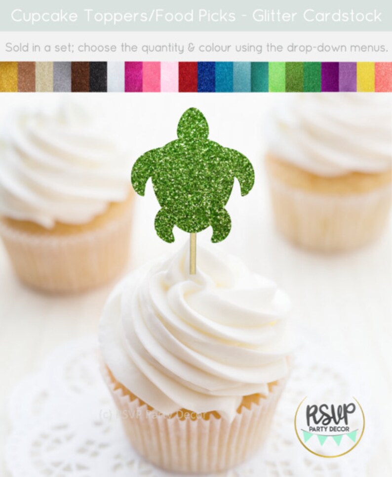 Turtle Cupcake Toppers Seaturtle Food Picks Turtle Party - Etsy