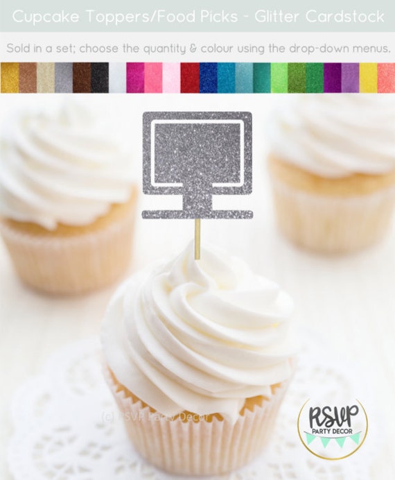 Computer Cupcake Toppers, Marketing Graduation Party Decor, Office ...