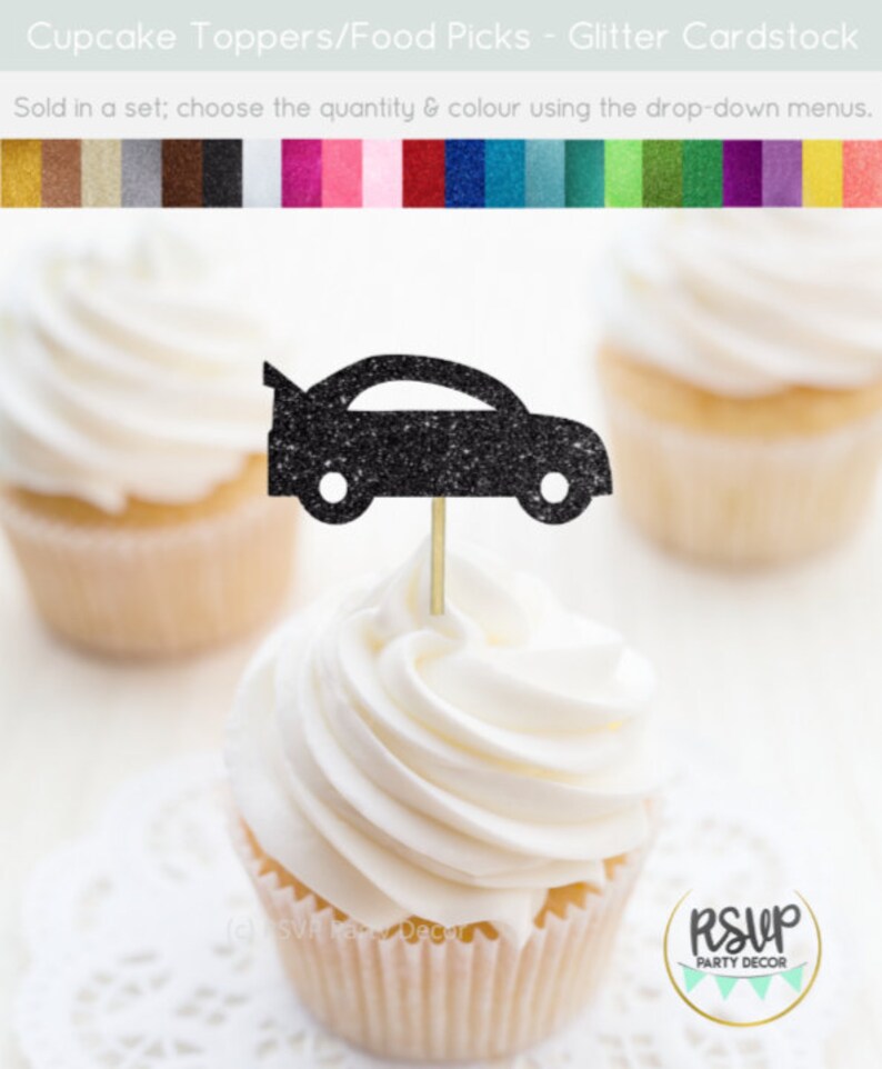 Car Cupcake Toppers, Car Food Picks, Car Themed Party Decor, Travel ...
