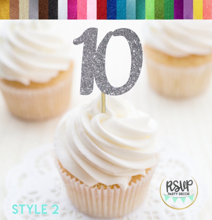 Number 10 Cupcake Toppers, Ten Food Picks, 10th Birthday Decorations ...