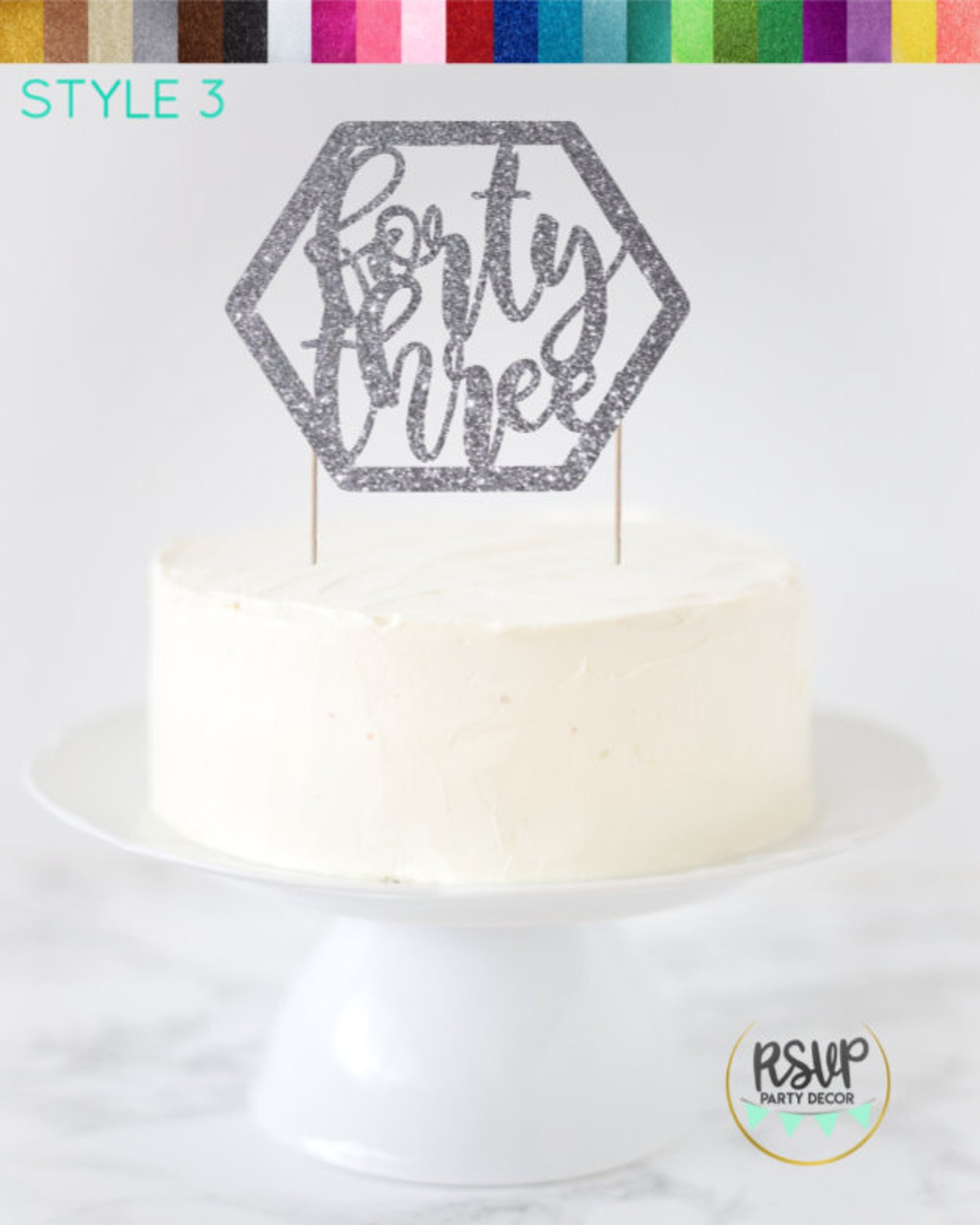 Forty Three Cake Topper, 43 Cake Topper, Fortythree Cake Topper, Happy ...