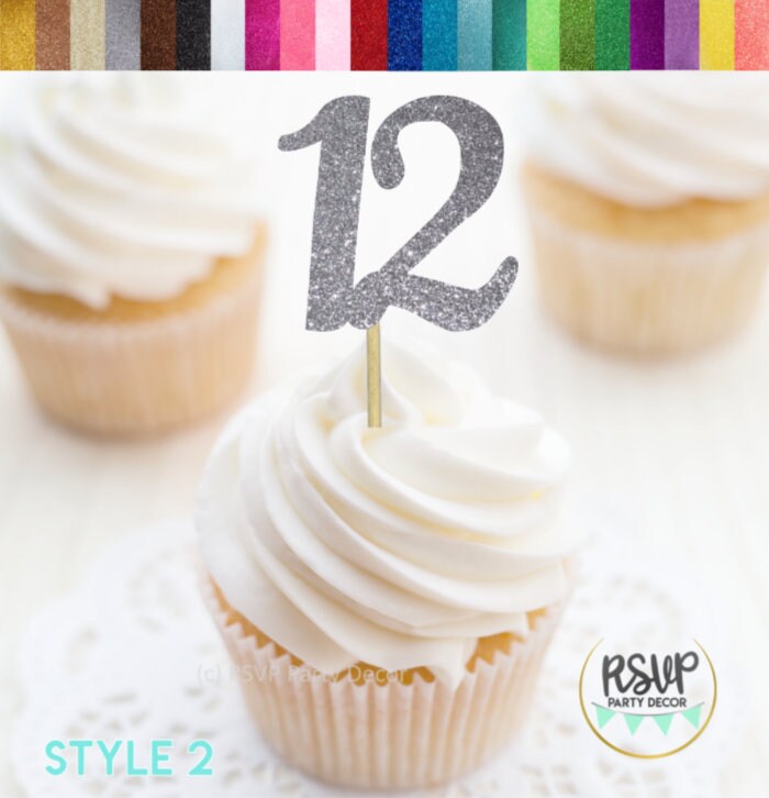 Number 12 Cupcake Toppers Twelve Food Picks 12th Birthday | Etsy