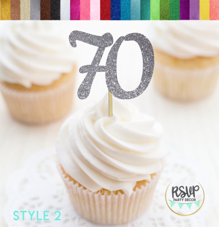 Number 70 Cupcake Toppers Seventy Food Picks 70th Birthday - Etsy