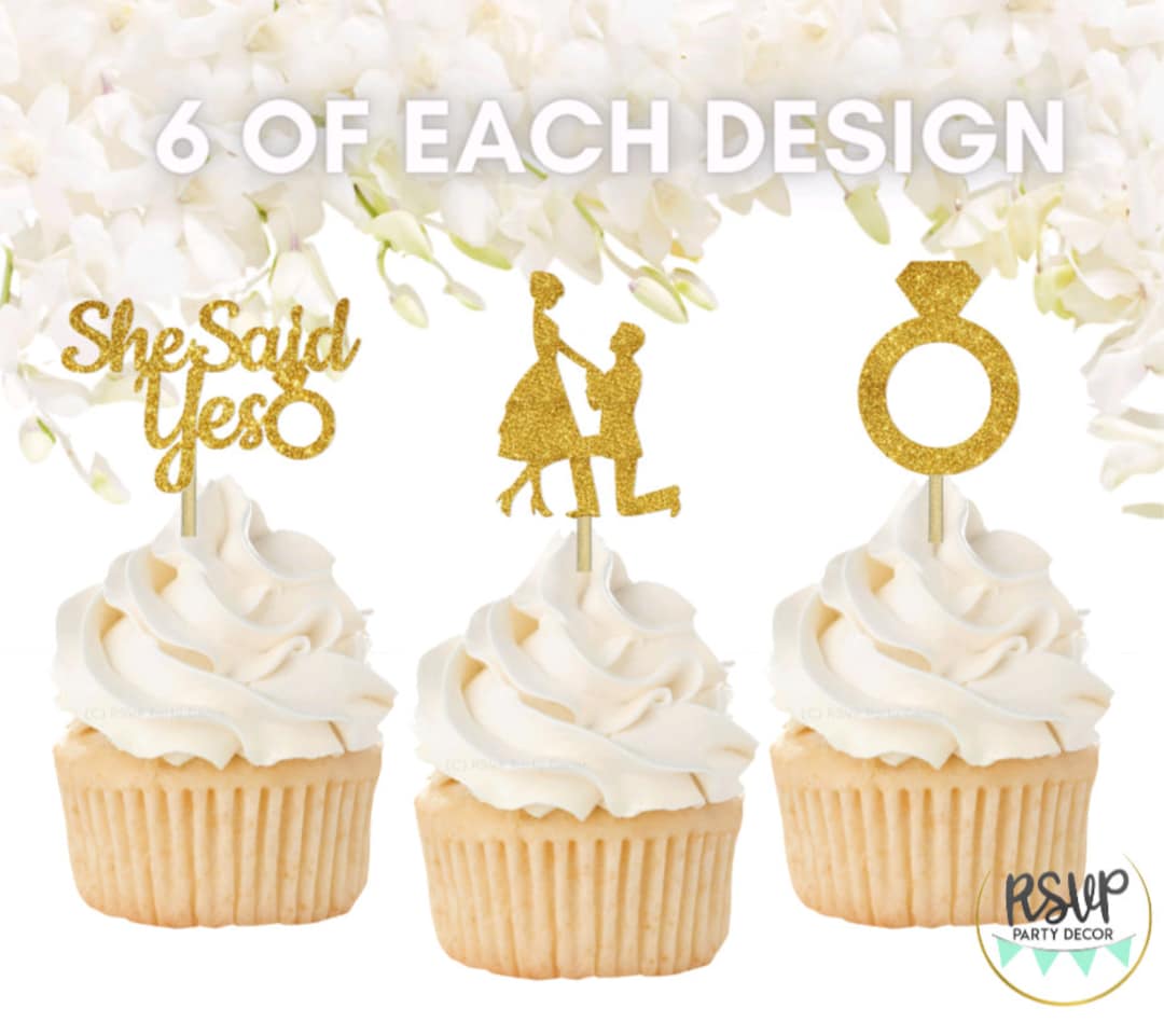 18 PCS Engagement Party Cupcake Topper Set, Engagement Party ...