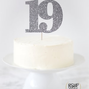 Nineteen Topper, 19 Cake Topper, Happy 19th Cake Topper, 19th Birthday ...