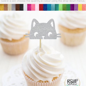 Cat Face Cupcake Toppers, Kitty Cupcake Toppers, Cat Food Picks, Kitty ...