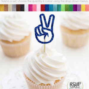 Peace Sign Hand Cupcake Toppers, Two Hand Cupcake Toppers, Two Cool ...