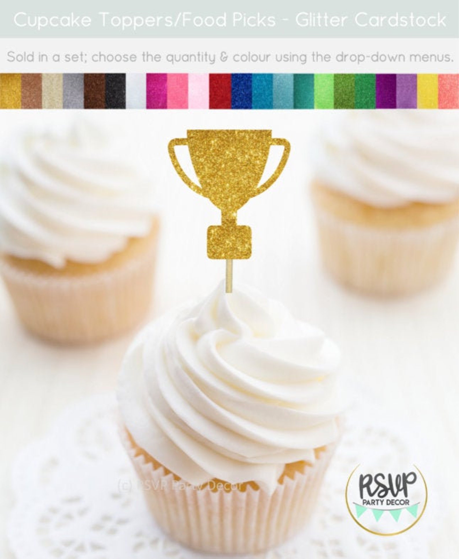 Trophy Cupcake Toppers Trophy Food Picks Team Party | Etsy