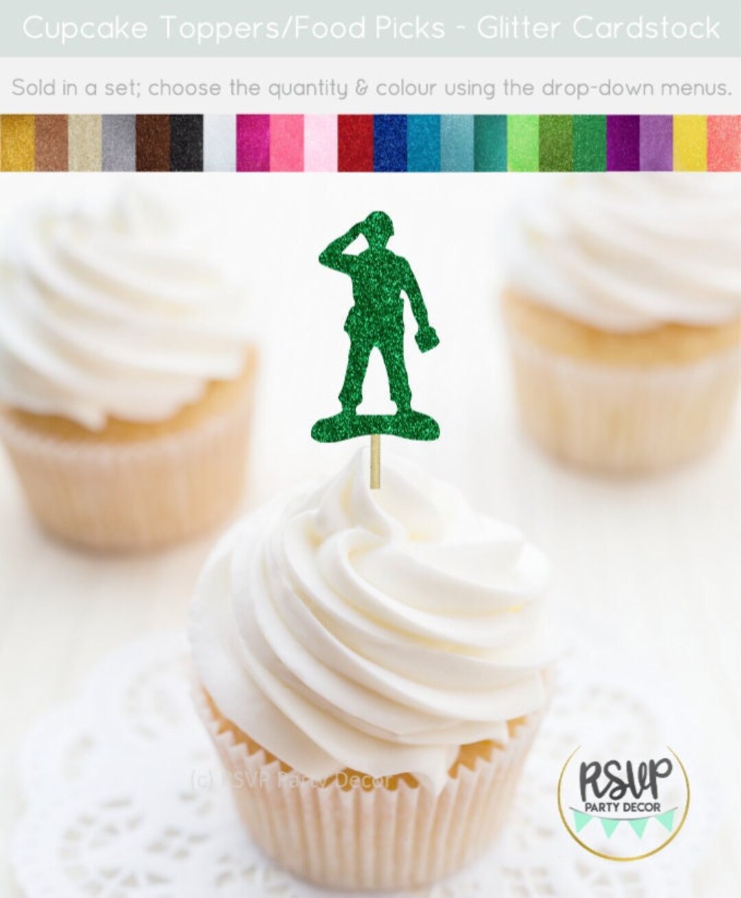 Soldier Cupcake Toppers, Army Party Decorations, Military Party Decor ...