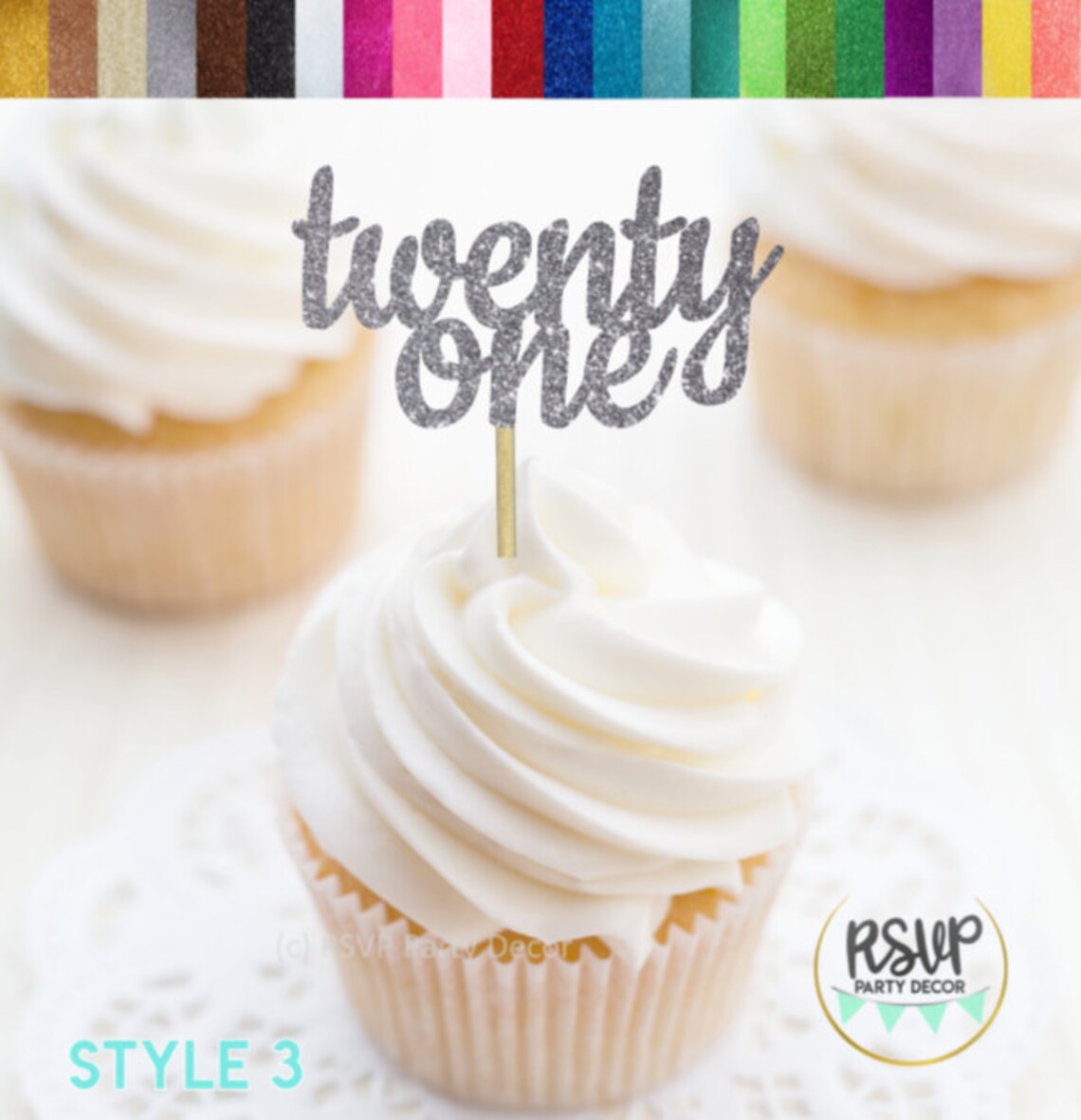 Number 21 Cupcake Toppers Twenty One Food Picks 21st | Etsy