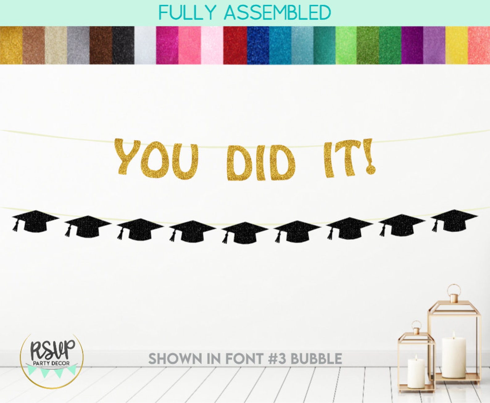 You Did It Banner Graduation Cap Garland Graduation Banner | Etsy
