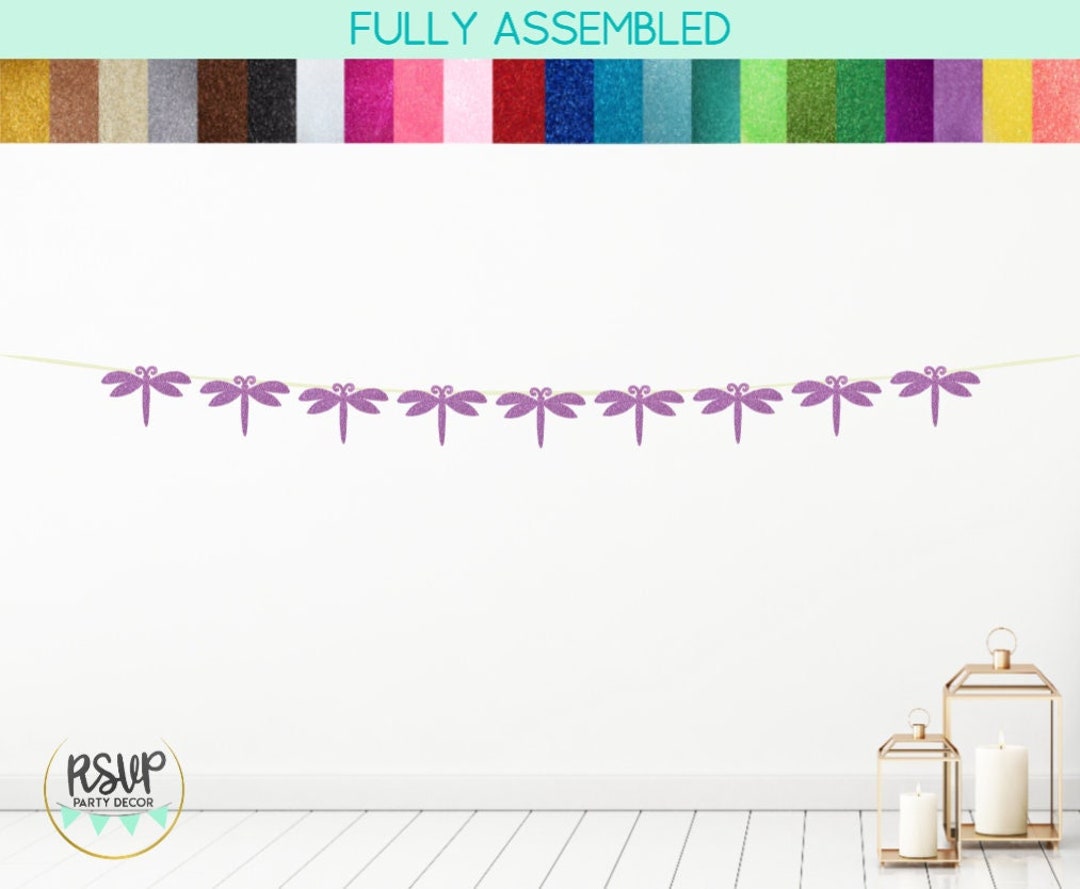 Dragonfly Garland, Glitter Dragonfly Banner, Fairy Party Decor ...